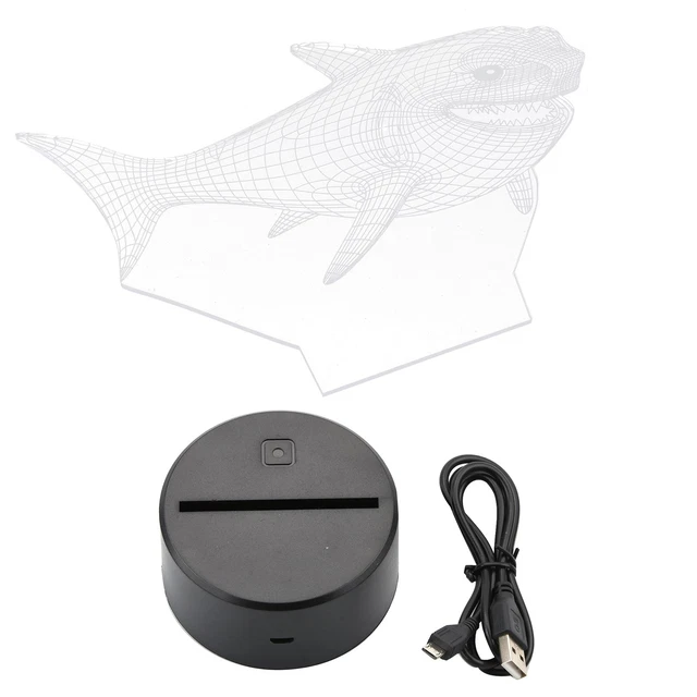 7-COLOR CHANGING 3D Shark Night Light Optical Illusion Mood Lamp ...