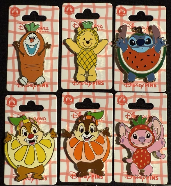 NEW DISNEYLAND PARIS 2025 Stitch Olaf Angel Chip Dale Pooh Fruit 6 Pin ...