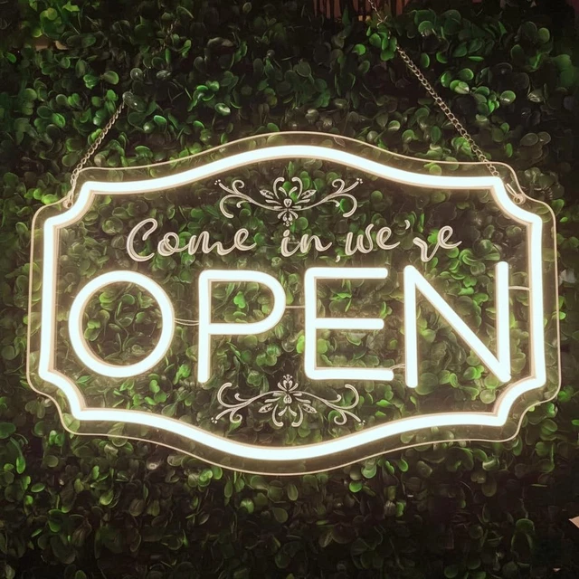 NEON OPEN SIGN LED : ‎ 43 x 25 Bright White Light Up for Shop Hotel ...