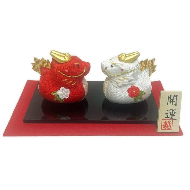 2024 RED AND White Fukushin 2024 Dragon Zodiac Decoration Year Crepe Koshin Kino £79.69 ...