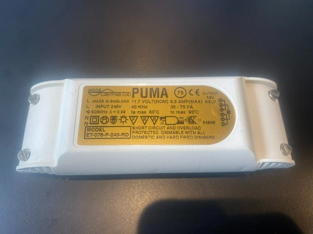 MODE LIGHTING PUMA Dimmable Electronic Transformer ET-075-P-240-RD 12V ...