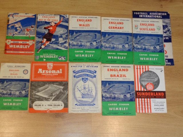 COLLECTION OF 22 England International Football Programmes 1950's ALL ...