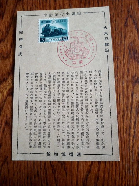 VERY RARE JAPAN 1950’S “Train & Locomotive” 1St Day Post Card Hard To ...