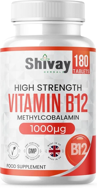 Vitamin B12 High Strength 1000mcg Supplement 180 Vegan Tablets 6 1696