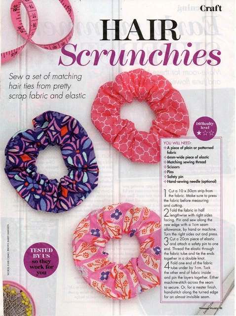 ~ PULL-OUT SEWING Instructions For Pretty Hair Scrunchies ~ £1.85 ...