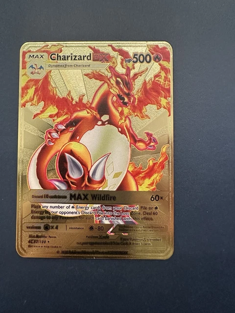 POKEMON CHARIZARD DX 52/100 Gold Metal Pokemon Card Max Wildfire HP500 ...