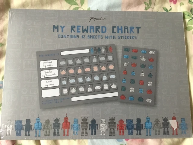 NEW PAPERCHASE REWARD Chart Robots Chart for Children 12 Sheets With ...