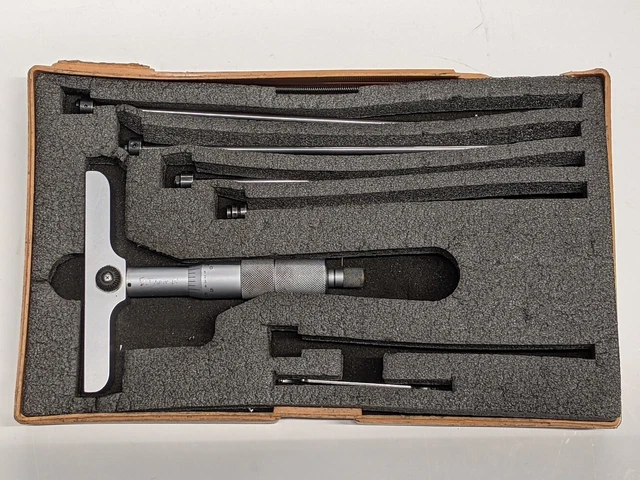 MITUTOYO 0-6” DEPTH Micrometer 4” Base .001” Ratchet Thimble Lock ...