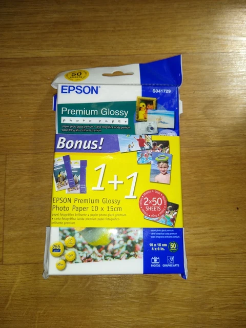 EPSON PREMIUM GLOSSY Photo Paper 10x15cm. 6"X4". 100 Sheets. S041729 £ ...