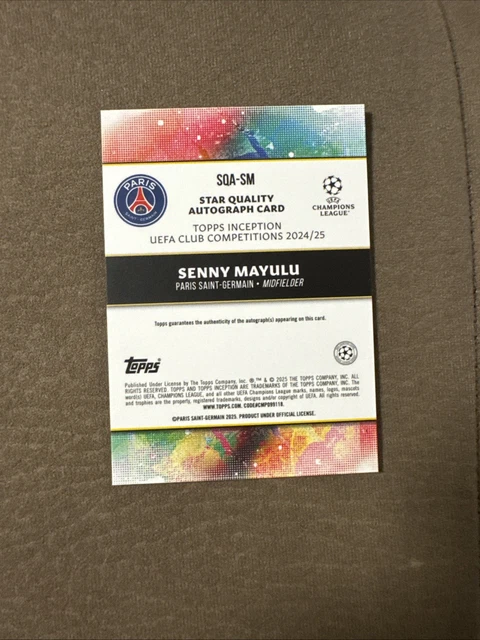 TOPPS INCEPTION SOCCER Ucc 2024 2025 Psg Star Quality Psg Senny Mayulu ...