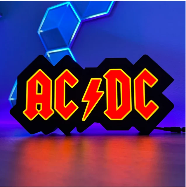 AC/DC LOGO LED Lightbox | Mains Powered | 3D Printed PLA | Rock Band ...