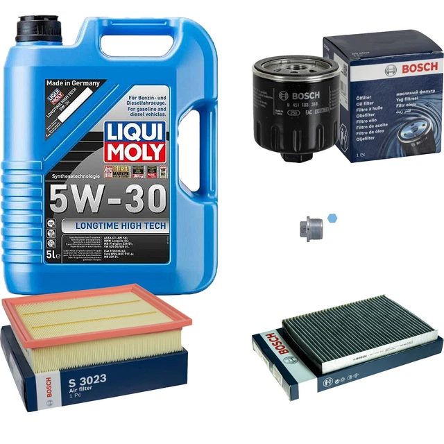 BOSCH CONTROLLO SET Liquido 5L Moly Longtime High-Tech 5W-30 per VW ...