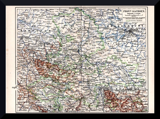 PREUSSISCHE PROVINZ SACHSEN +histor. Landkarte 1890+ Anhalt, Börde ...