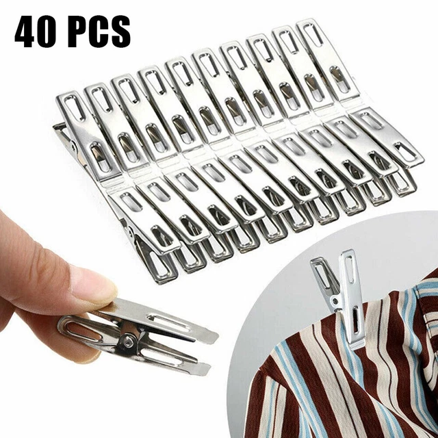 HEAVY DUTY METAL Laundry Clips 40pcs Stainless Steel Clips for Clothes ...
