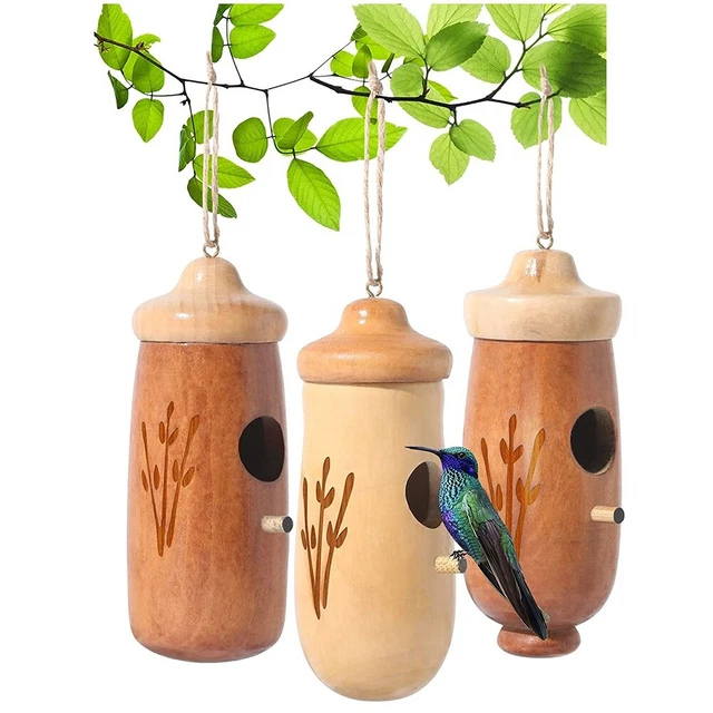 MAISON DE COLIBRI Nid D'Oiseau en Bois pour Accrocher à L'Extérieur 3 Pièce8455 EUR 19,62 ...