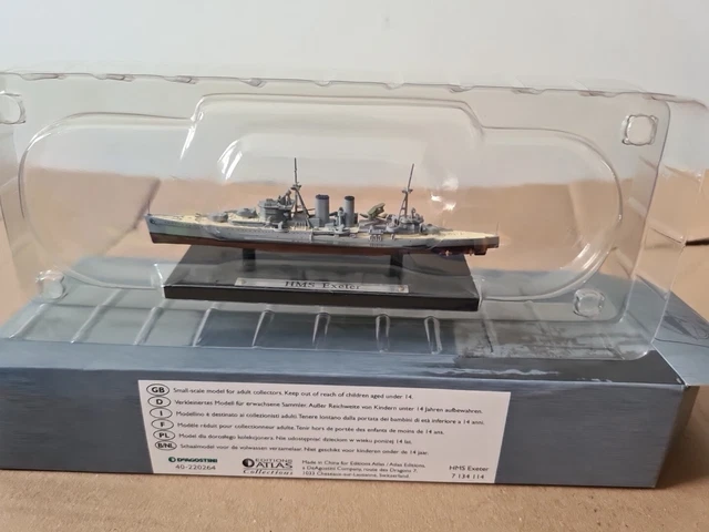 1:1250 ATLAS HMS Exeter Model WarShip WW2 Metal Diecast Collection EUR ...