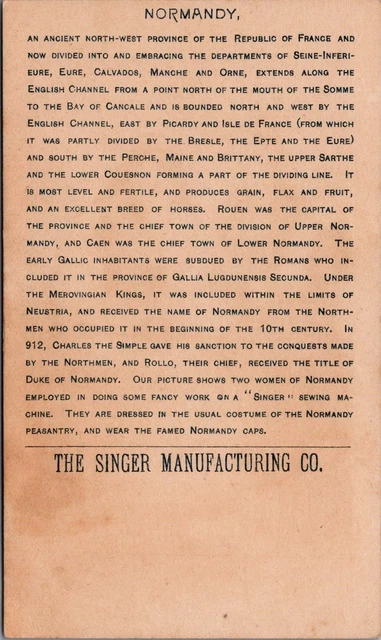 SINGER SEWING MACHINE Normandy France Traditional Costume Women EPV2 ...