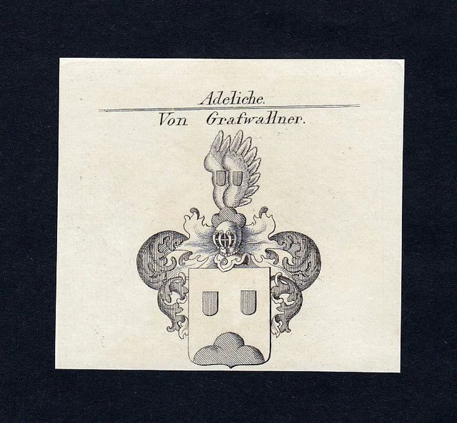 ENV. 1820 GRAFWALLNER Armoiries Adel Coat Of Arms Gravure sur Cuivre ...