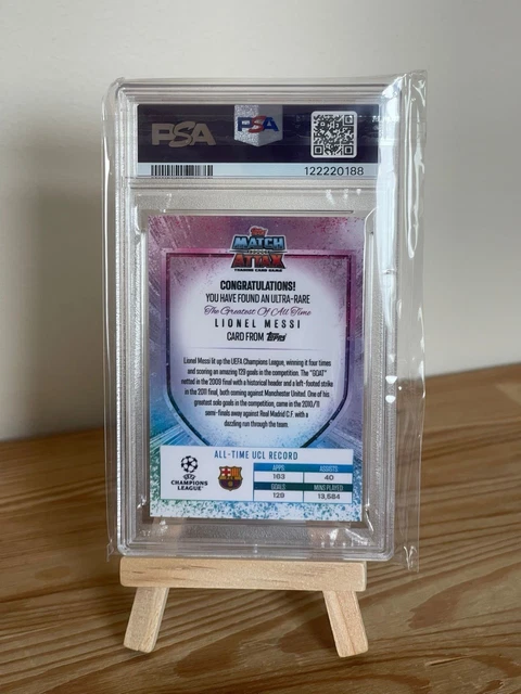 2024-25 MATCH ATTAX Lionel Messi The GOAT Ultra Rare PSA8 NM-MT Topps ...
