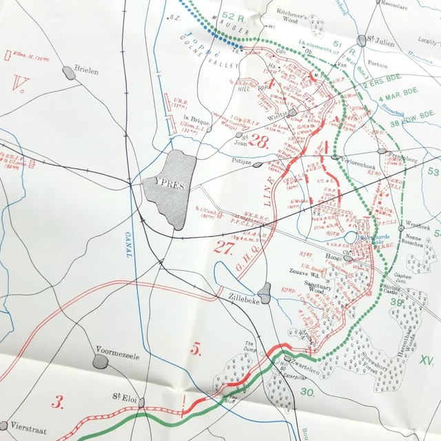 WW1 1915 BATTLE Of Frezenberg Ridge Map British Ypres Trench Ordnance ...