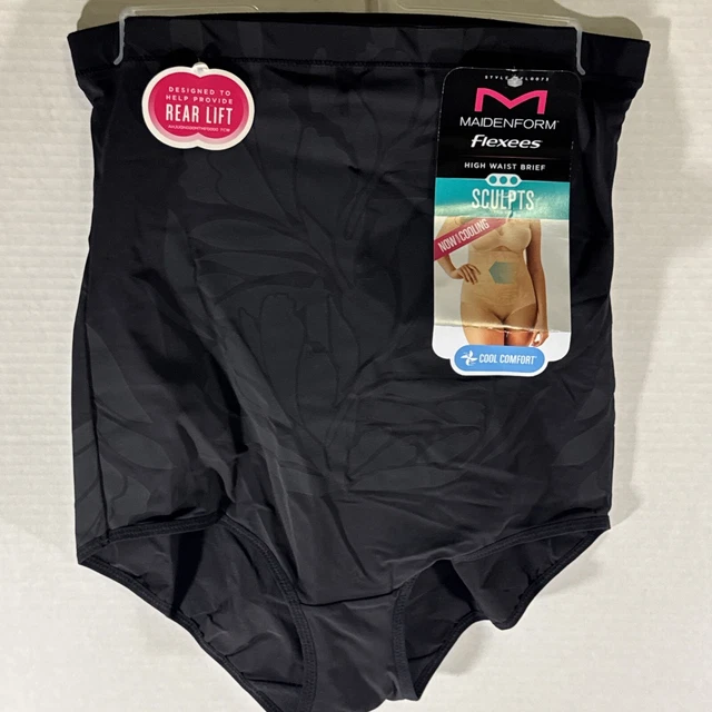 MAIDENFORM FLEXEES SCULPTS High Waist Brief Medium Black Ultra Firm ...