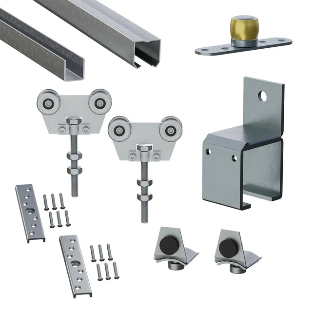 INDUSTRIAL SLIDING DOOR Track And Wheels Galvanised Heavy Duty Steel U ...