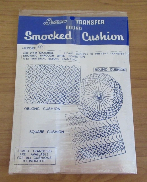 VINTAGE~SEMCO IRON-ON TRANSFER~ROUND SMOCKED CUSHION~SMOCKING~UNUSED ...