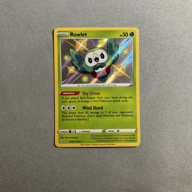 POKÉMON TCG ROWLET Shining Fates Sv001/Sv122 Holo Shiny Holo Rare NM $3 ...