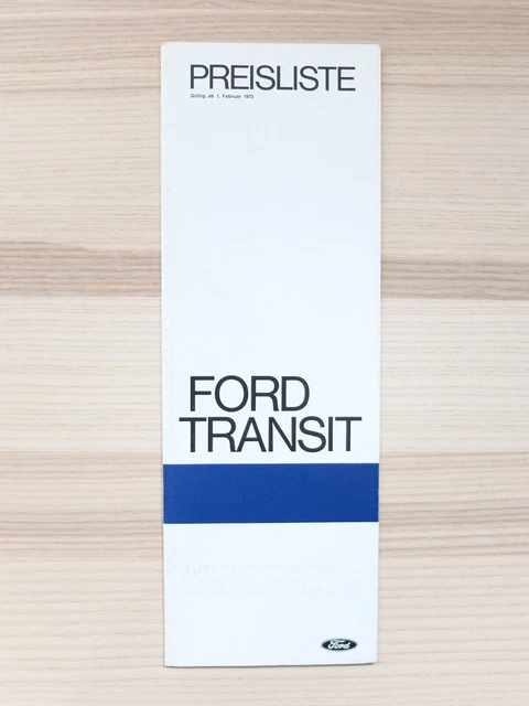 FORD TRANSIT MK1 PRICE LIST brochure from 1972 pricelist brochure rare ...