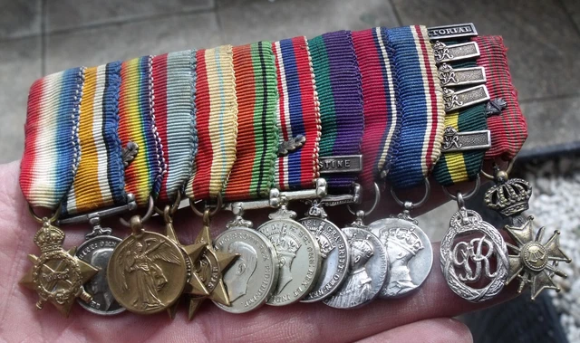 WW1, WW2 MID Gsm Palestine Coronation Territorial 12 Miniature Medal ...