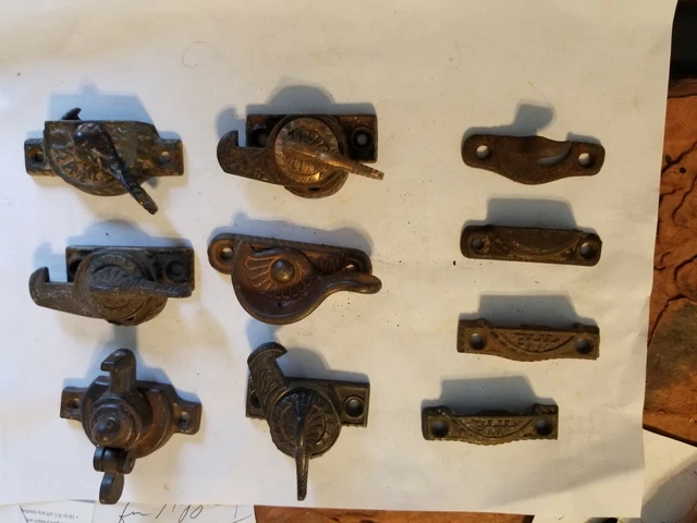 ANTIQUE CAST IRON Window Sash Locks/Catches , Victorian, Eastlake £78. ...