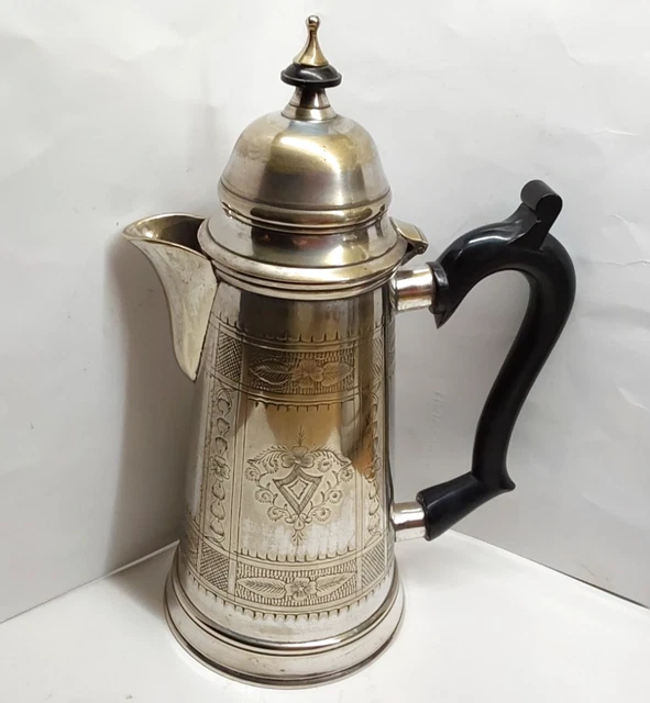 A VINTAGE SILVER plate EPNS Chocolate pot with engraved design £12.99 ...
