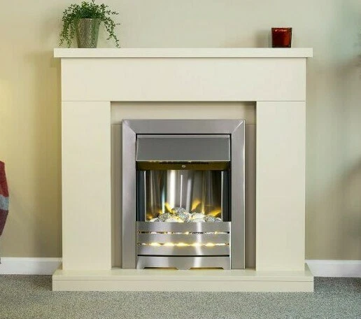 MODERN STONE EFFECT Free Standing Wall Surround Inset Fire Electric ...