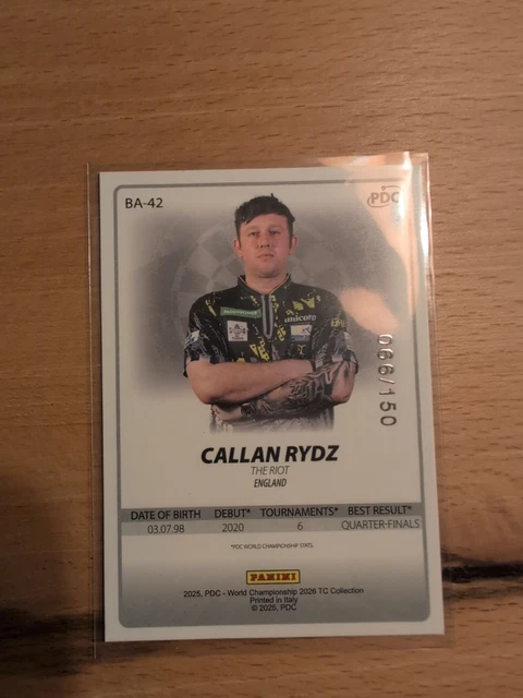 CALLAN RYDZ /150 PDC World Championship 2026 Darts Panini EUR 12,00 ...