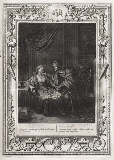 APOLLO LEUCOTHEA EURYNOME Mythologie mythology Kupferstich engraving ...