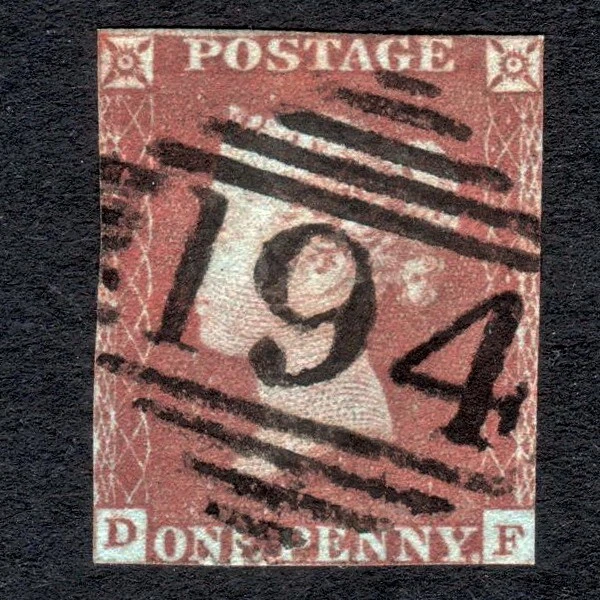 1841 IMPERFORATE PENNY Red World first stamp Queen Victoria Authentic ...