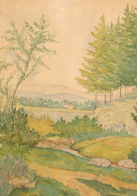 TABLEAU ANCIEN AQUARELLE paysage village de montagne EUR 79,50 - PicClick FR