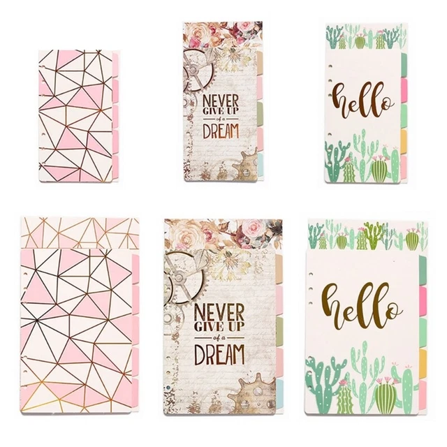 FASHION 6-HOLE PUNCHED Binder Divider A6 Tab Dividers for Student ...