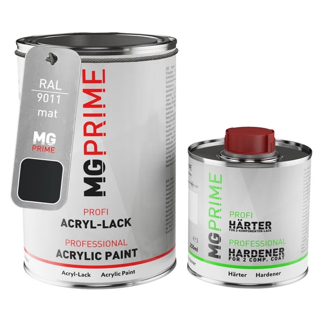 RAL 9011 NOIR graphite mat peinture acrylique 1,5L durcisseur y.c. EUR ...