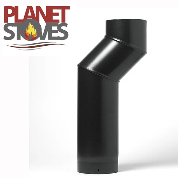 ONE PIECE STOVE Offset Black Vitreous Enamelled Pipe For Wood/Multifuel ...