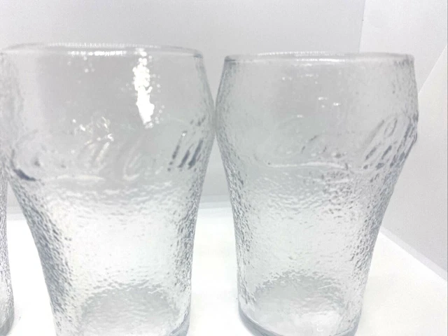 2 X PEBBLE Dimpled Frosted Tapered Enjoy Coca Cola Coke Glasses ...