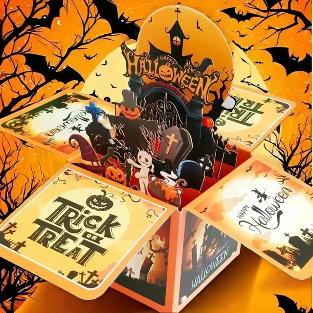 HANDMADE HALLOWEEN 3D Pop-Up Greeting Card Home Party Decor EUR 8,98 ...