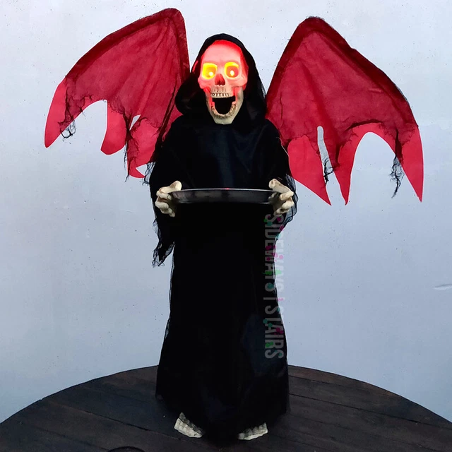 40& ANIMATO GRIM REAPER GREETER angelo della morte parlante Halloween ...