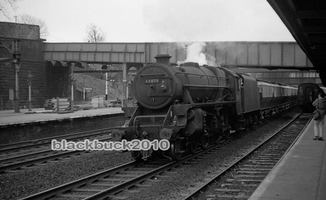 ORIGINAL RAILWAY NEGATIVE LANCASTER CASTLE STATION with 45078 c 1960's ...