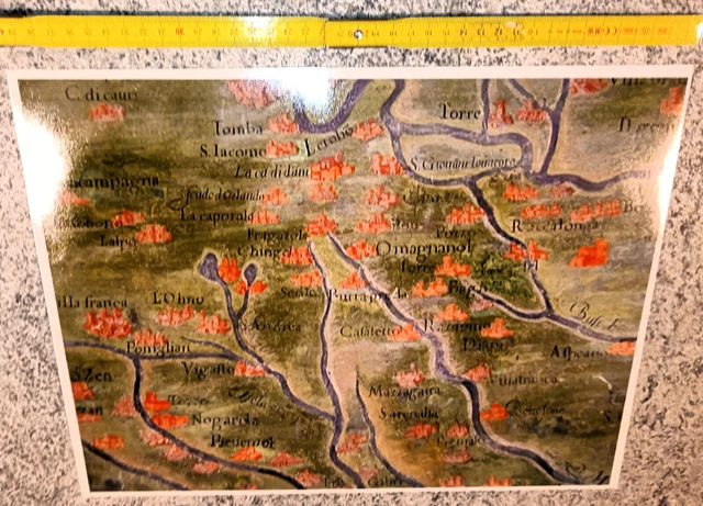 STAMPA MAPPA ANTICA Verona Tomba Lupatoto Bovolone Vigasio Mazzagatta ...