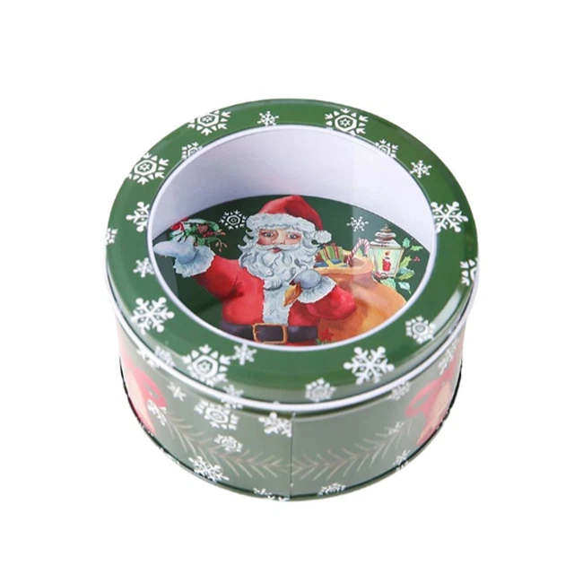 XMAS CANDY CAN Round Cookie Tins Decoration Containers Baby Table ...