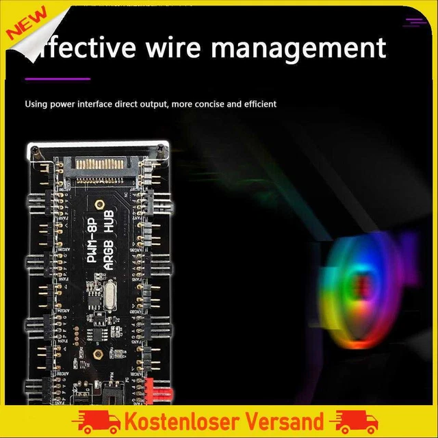 HUB SATA POWER Supply 12V 4 Pin PWM ARGB Addressable Splitter for PC ...