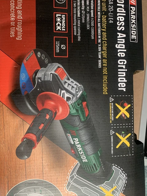 PARKSIDE 20V CORDLESS Angle Grinder PWSA 20 Li E4 Bare Unit Only £35.00 ...