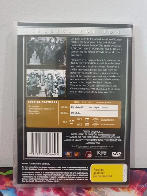 THE LONGEST DAY (DVD, 1962) 🍿 John Wayne, Henry Fonda & Sean Connery ...