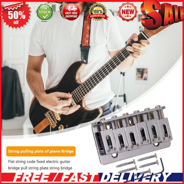 6 STRING METAL Fixed Hardtail Saddle Bridge Top Load Guitar Tailpiece ...